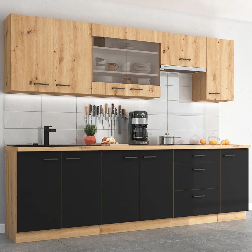 MODENA | vysoká skříňka 60 DPM-210 2F na vestavnou troubu a mikrovlnku | 60 cm | artisan/černá