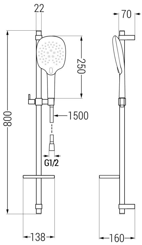 Mexen sprchový set DQ22, chrom, 785224581-00