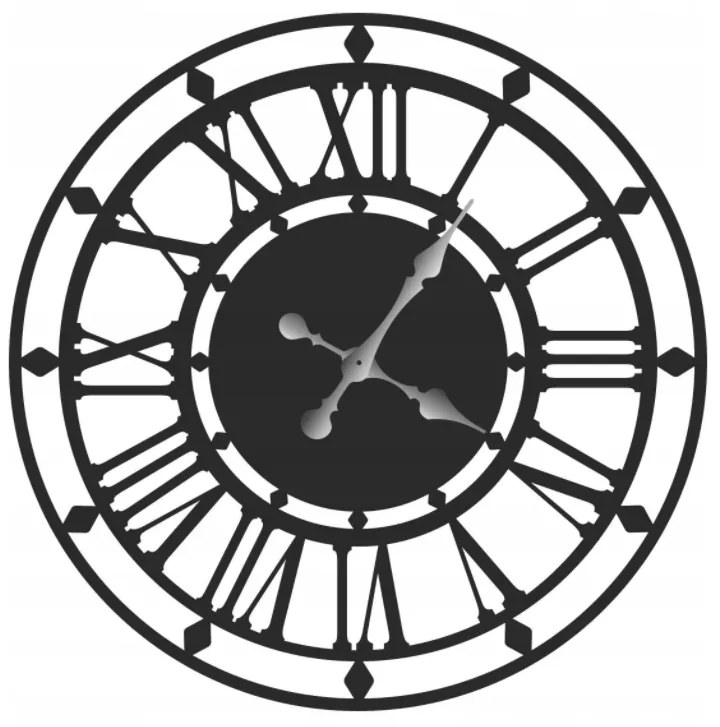 RMP Nástěnné kovové hodiny rozeta 70cm černé