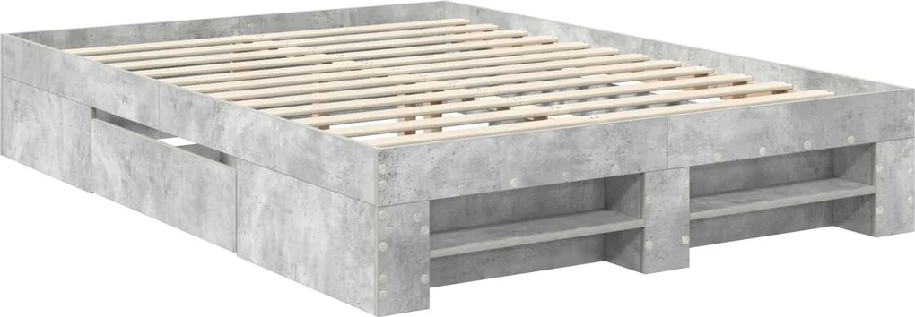Rám postele s čelo Betonově šedá 160 x 200 cm Kompozitní dřevo 3408742