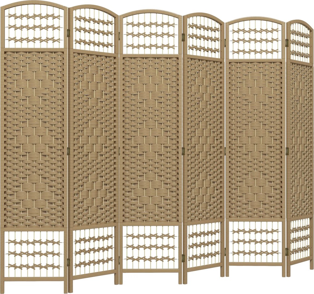 HOMCOM 6-panelový paraván 240x170 cm skládací dělicí stěna s papírovým provázkem a dřevěným rámem pro ložnici a obývací pokoj | Aosom
