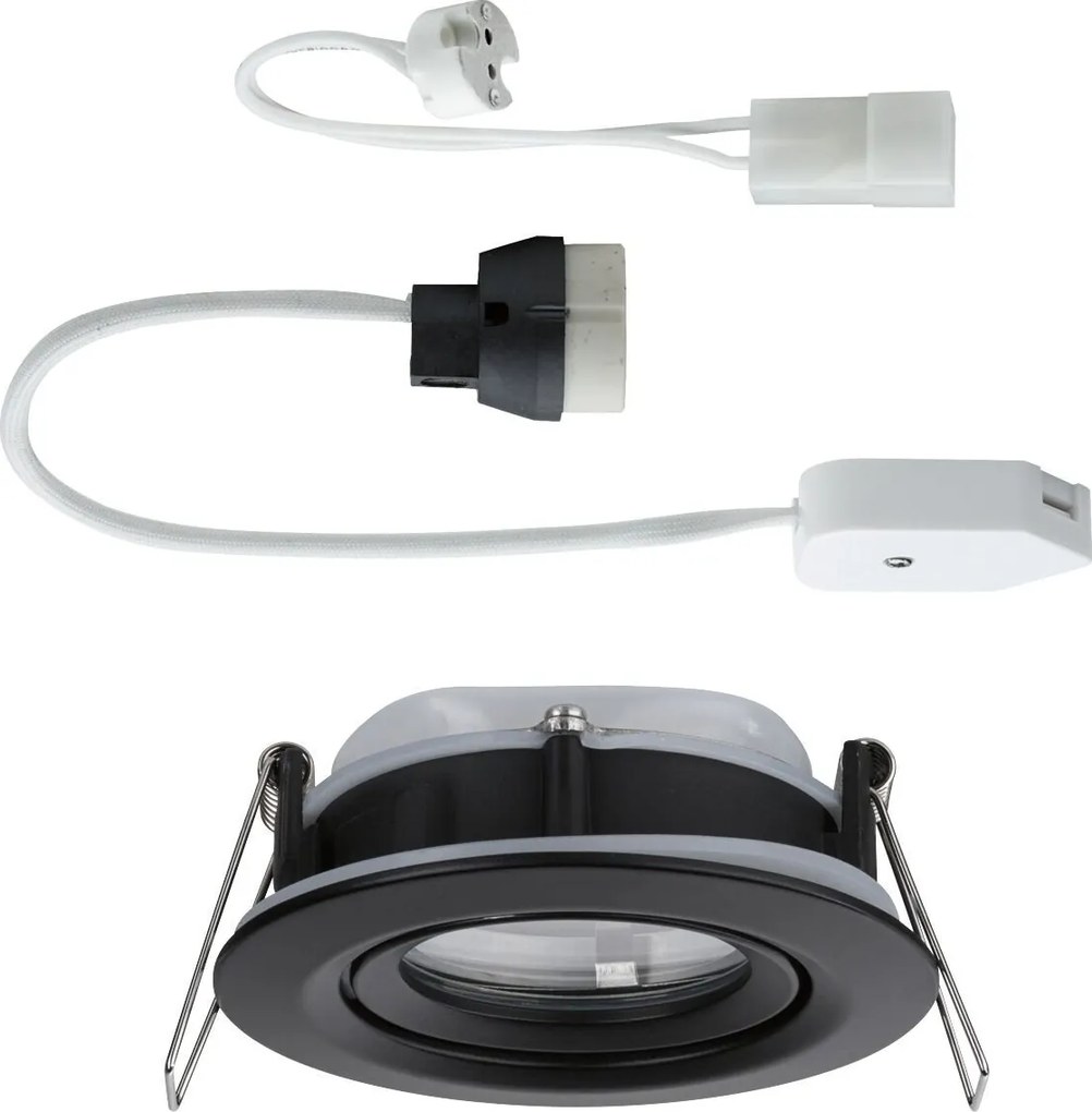 P 92460 Vestavné svítidlo Nova Plus výklopné IP65 kruhové 93mm 30° GU5,3 / GU10 max. 35W 230/12V stmívatelné černá mat - PAULMANN