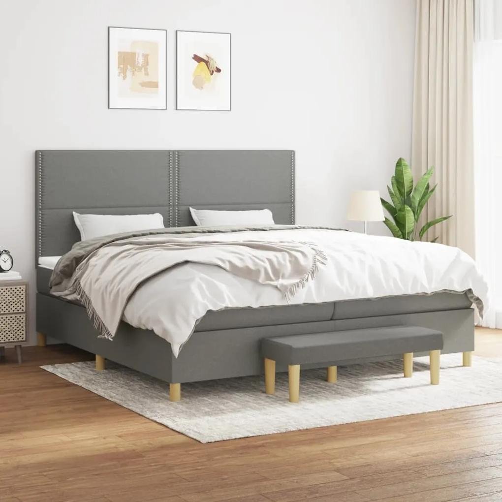 Box spring postel s matrací tmavě šedá 200x200 cm textil,  3137102
