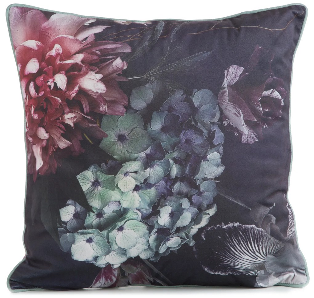 DEKORAČNÍ POVLAK NA POLŠTÁŘ VELVET 131 45X45 CM KVĚTY