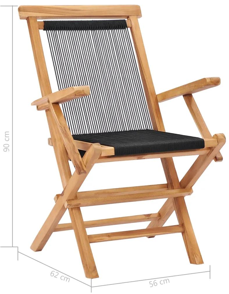 Skládací zahradní židle 2 ks masivní teakové dřevo a provázky,  49362