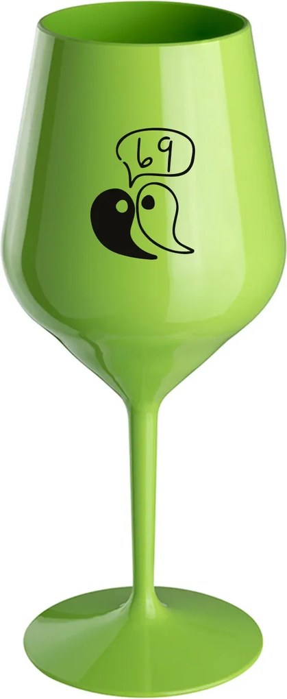69 - zelená nerozbitná sklenice na víno 470 ml