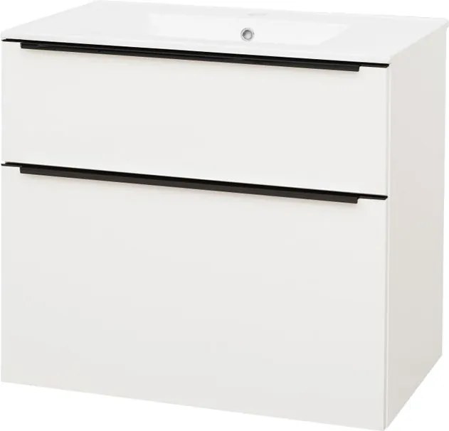 Mereo Mereo, Mailo, koupelnová skříňka s keramickým umyvadlem 81 cm, bílá, dub, antracit, CN541B