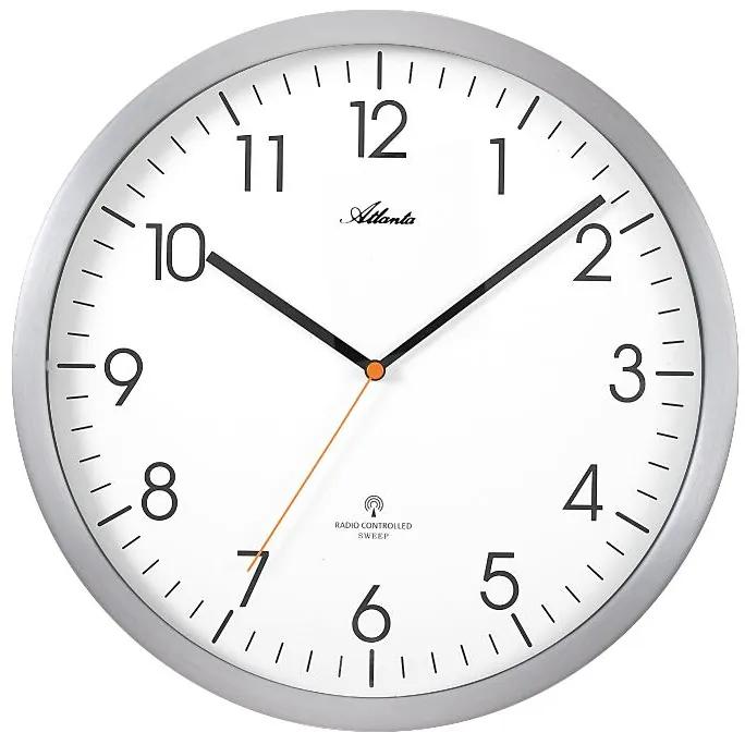 Designové nástěnné hodiny AT4382-4 stříbrné řízené signálem DCF