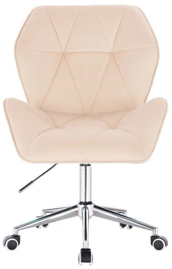 LuxuryForm DESIGN Otočná židle MILANO MAX VELUR na stříbrné podstavě s kolečky - krémová