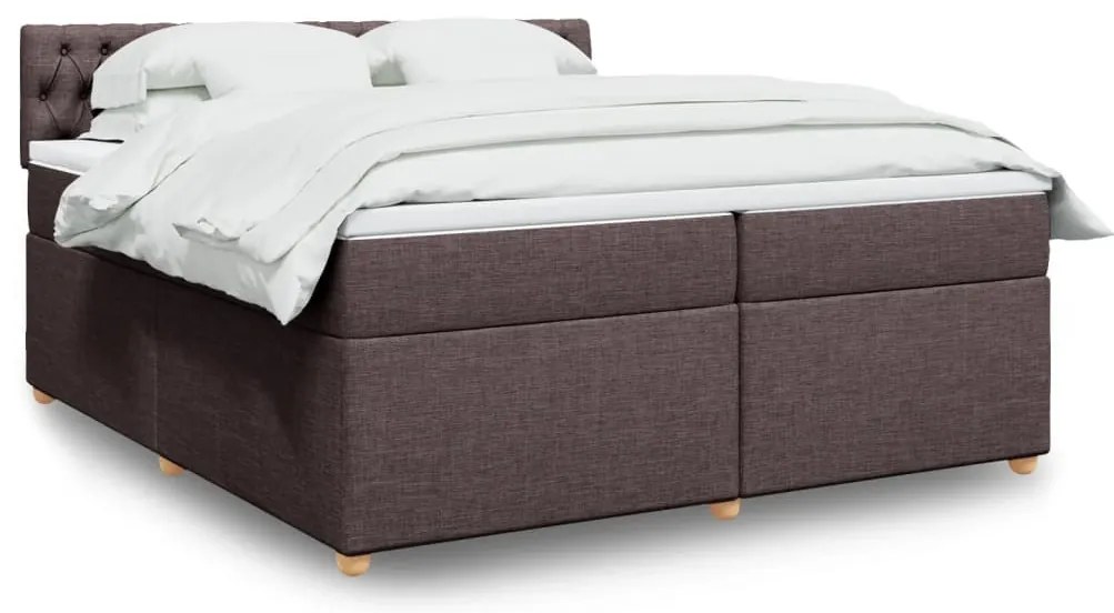 Box spring postel s matrací tmavě hnědá 200x200 cm textil