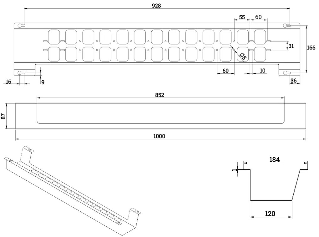 In-Design Držák kabelů a zásuvek pod stůl BOXIT V bílý Šířka držáku kabelu: 310 mm