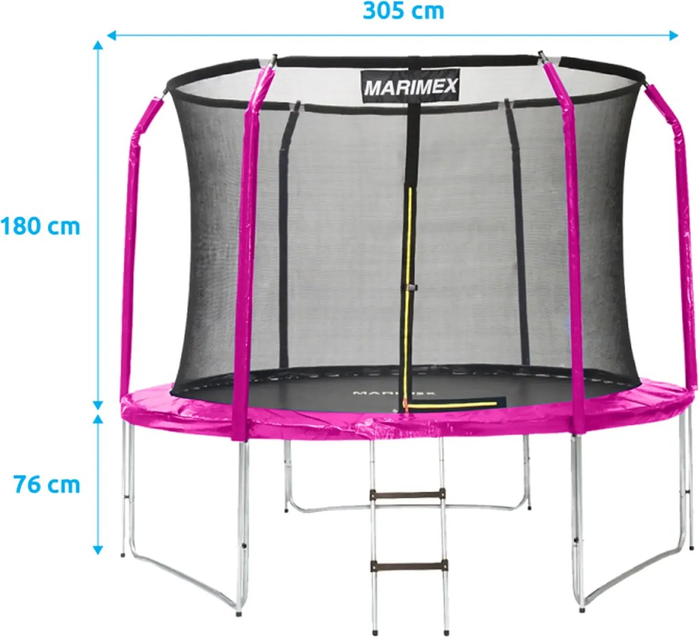 Marimex | Trampolína Marimex Standard 305 cm růžová + vnitřní ochranná síť + schůdky ZDARMA | 19000105