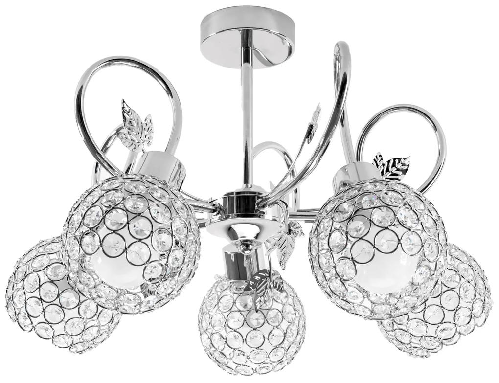 Toolight - Závěsná stropní lampa Ball Crystal - chrom - 392183