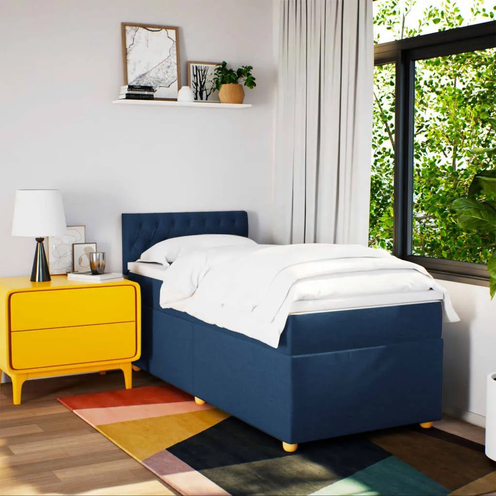Box spring postel s matrací modrá 80x200 cm textil 3288820