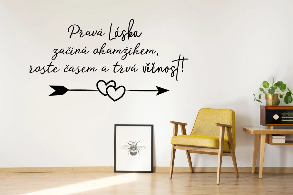 Samolepka na zeď Pravá láska Barevná varianta: Černá, Velikost (šířka x výška): 50x25cm