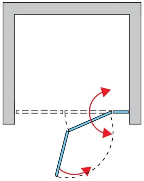 Ronal (Sanswiss) Ronal, SOLINO dvoudílné skládací dveře s pevnou stěnou v rovině SOLF13 Šířka: 160 cm, Sklo: 88 bílé linky