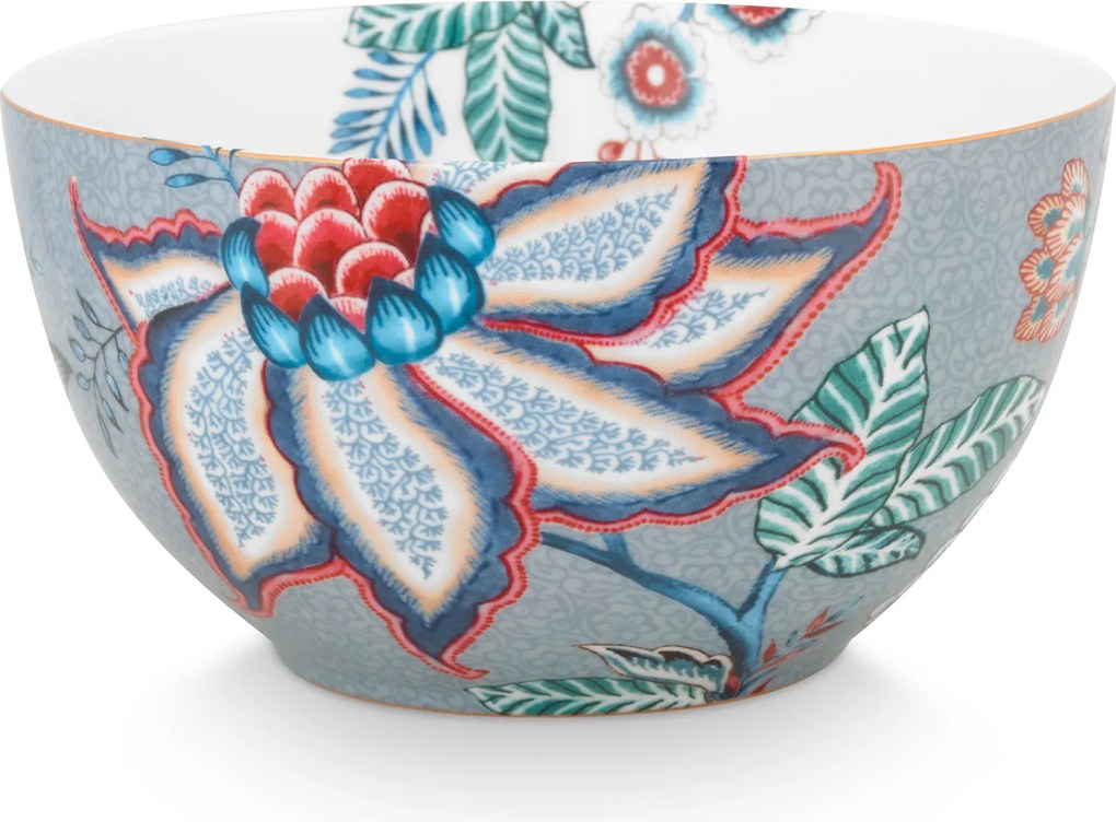 Pip Studio Flower Festival miska Ø15cm, modrá (stylová miska z tenkostěnného porcelánu)
