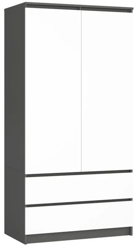 Šatní skříň S90 2D 2SZ grafit/bílá