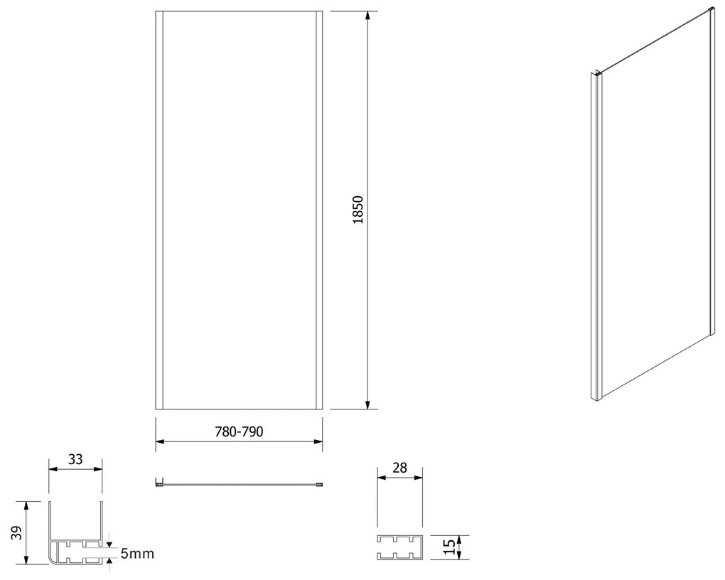 Aqualine AMADEO obdélníkový sprchový kout 1200x800 mm, L/P varianta, sklo Brick BTS120BTP80