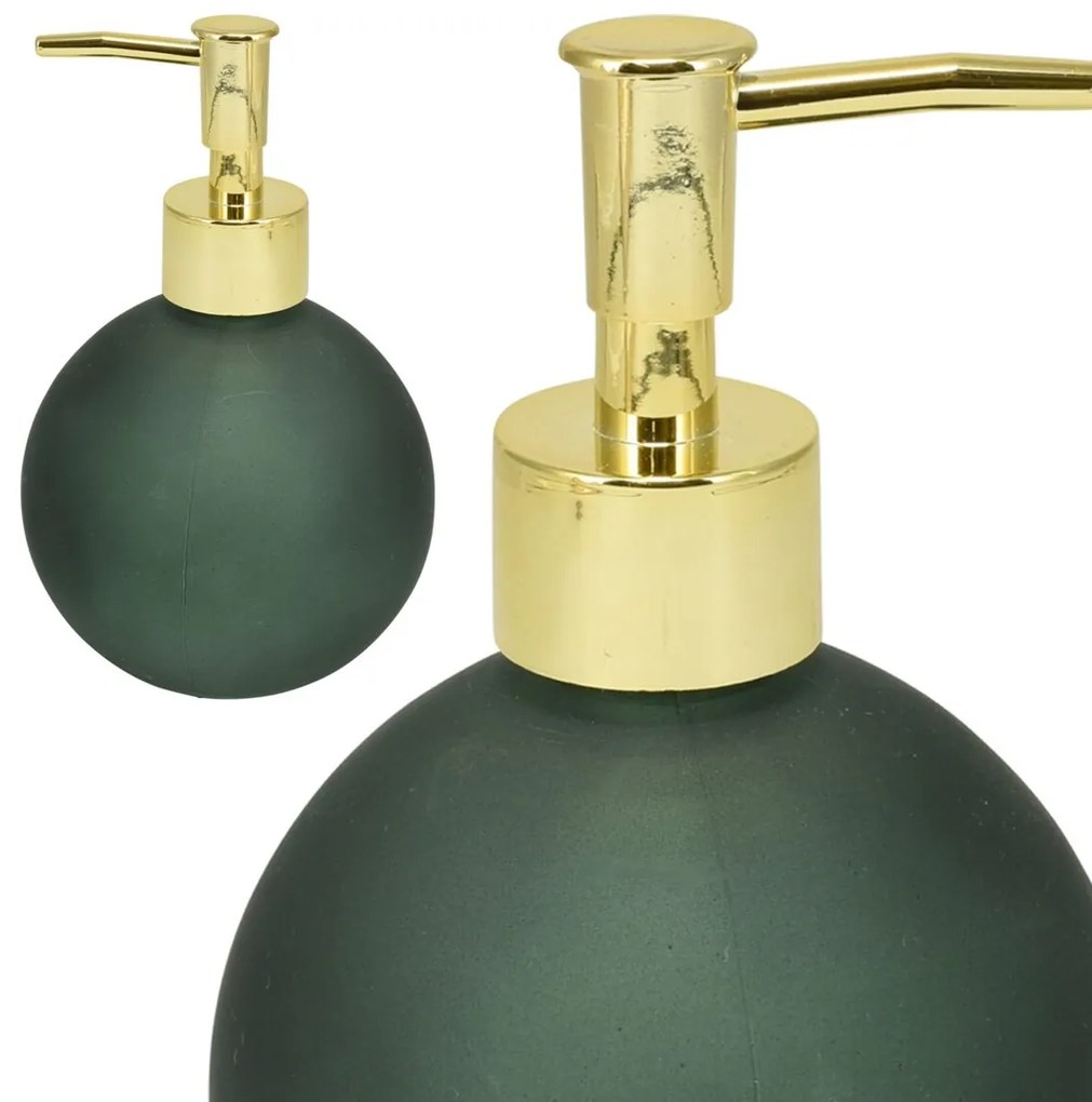 Dávkovač mýdla Globe, zelená/se zlatými prvky, 400 ml