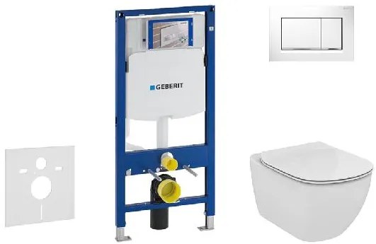Geberit Duofix - Set předstěnové instalace, klozetu a sedátka Ideal Standard Tesi, tlačítka Sigma30, Aquablade, SoftClose, bílá/lesklý chrom 111.300.00.5 NU5
