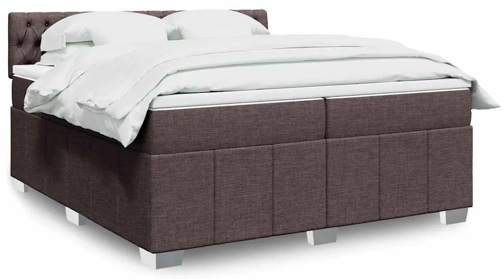 Box spring postel s matrací tmavě hnědá 200x200 cm textil