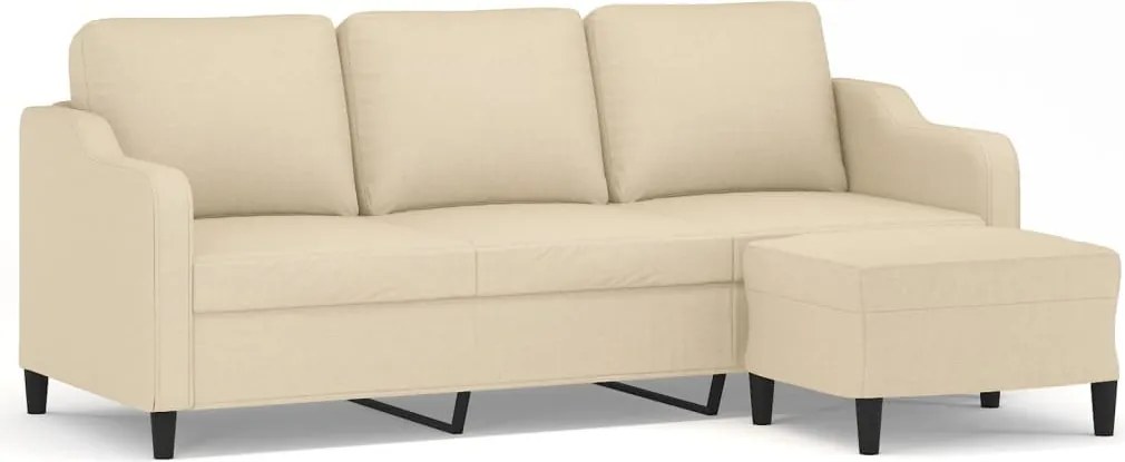 3místná pohovka s podnožkou krémová 180 cm textil 3201137