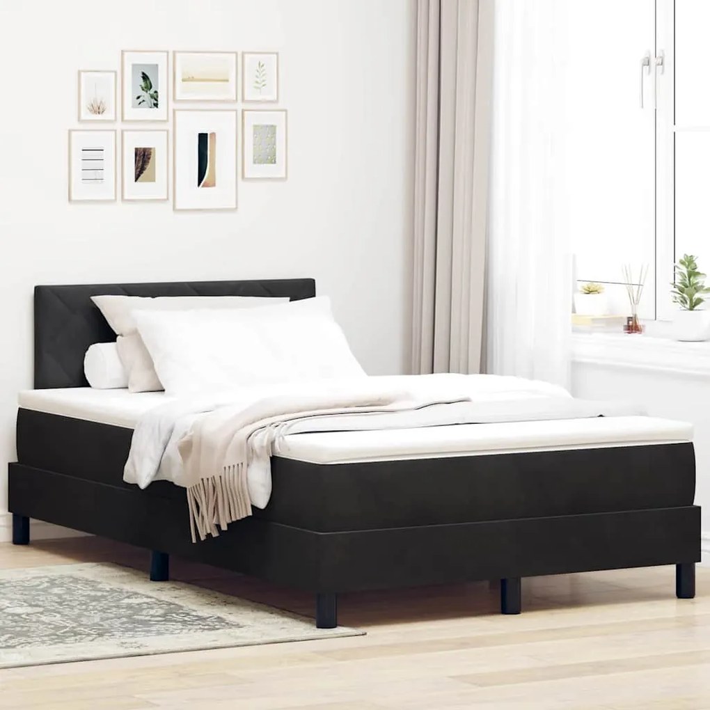 Postel s boxspringem s čelo Černá 120 x 190 cm samet 3339226