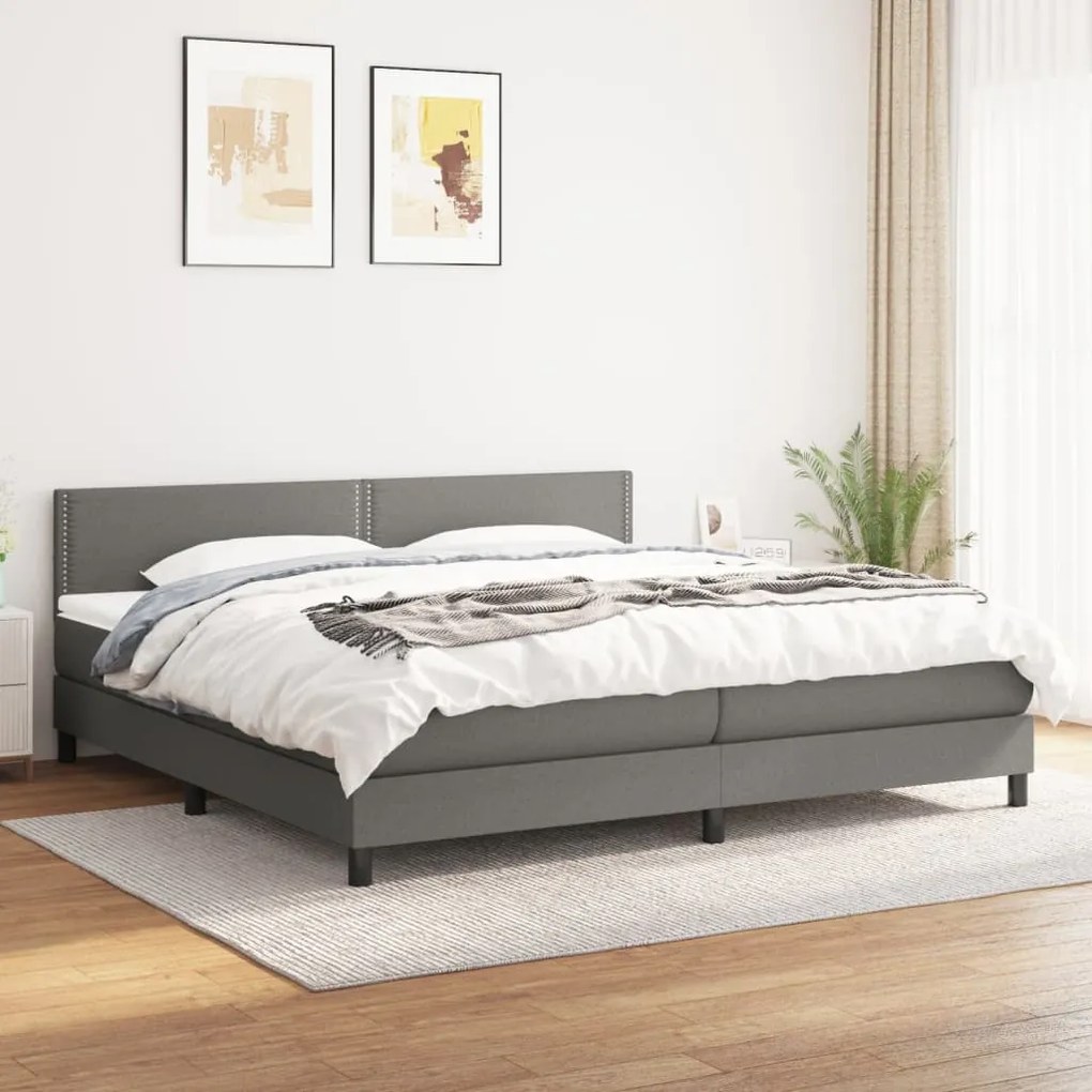 Box spring postel s matrací tmavě šedá 200x200 cm textil,  3140002