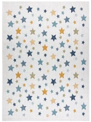 koberec SISAL COOPER Hvězdy 22260 ecru / tmavě modrá velikost 160x220 cm | krásné koberce cz