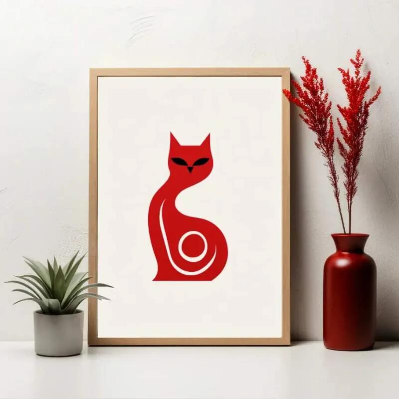 Plakát - Červená kočka
