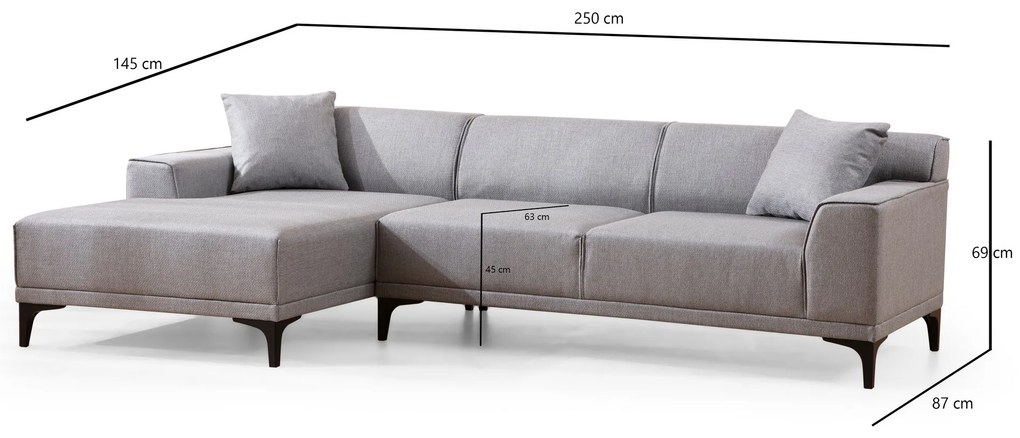 Hanah Home Rohová pohovka PETRA světle šedá levá 560ARE1603