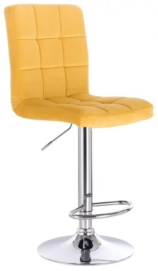 LuxuryForm Barová židle TOLEDO VELUR na stříbrném talíři - žlutá