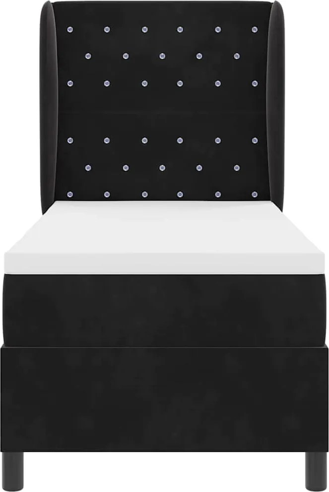 Postel s boxspringem s matrací s čelo Černý 200 x 80 cm samet 3340846