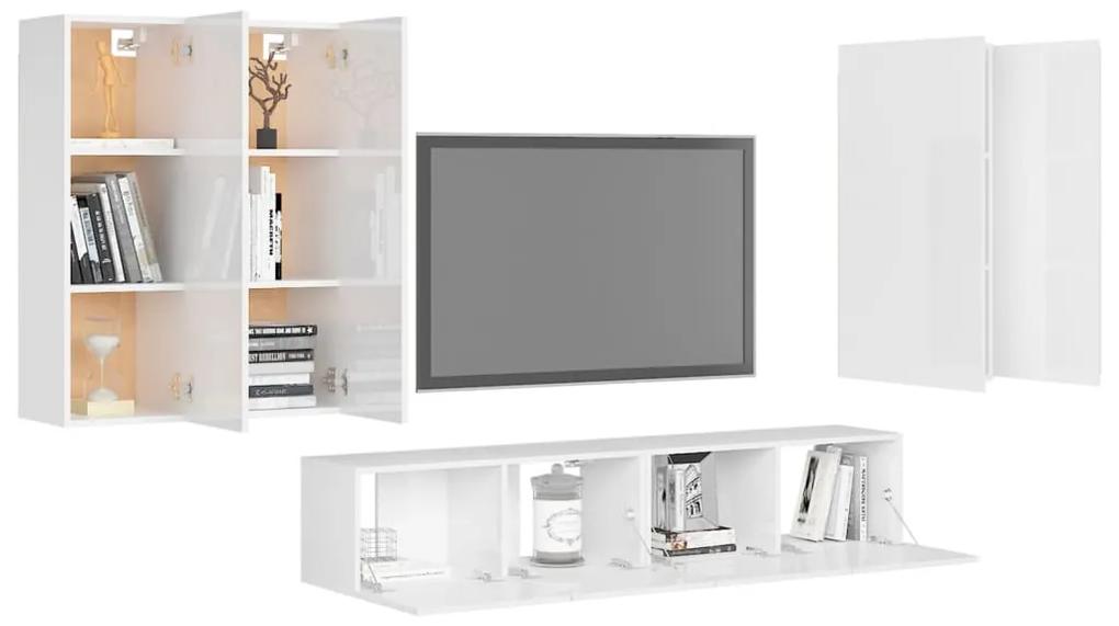 6dílný set TV skříněk bílý s vysokým leskem kompozitní dřevo