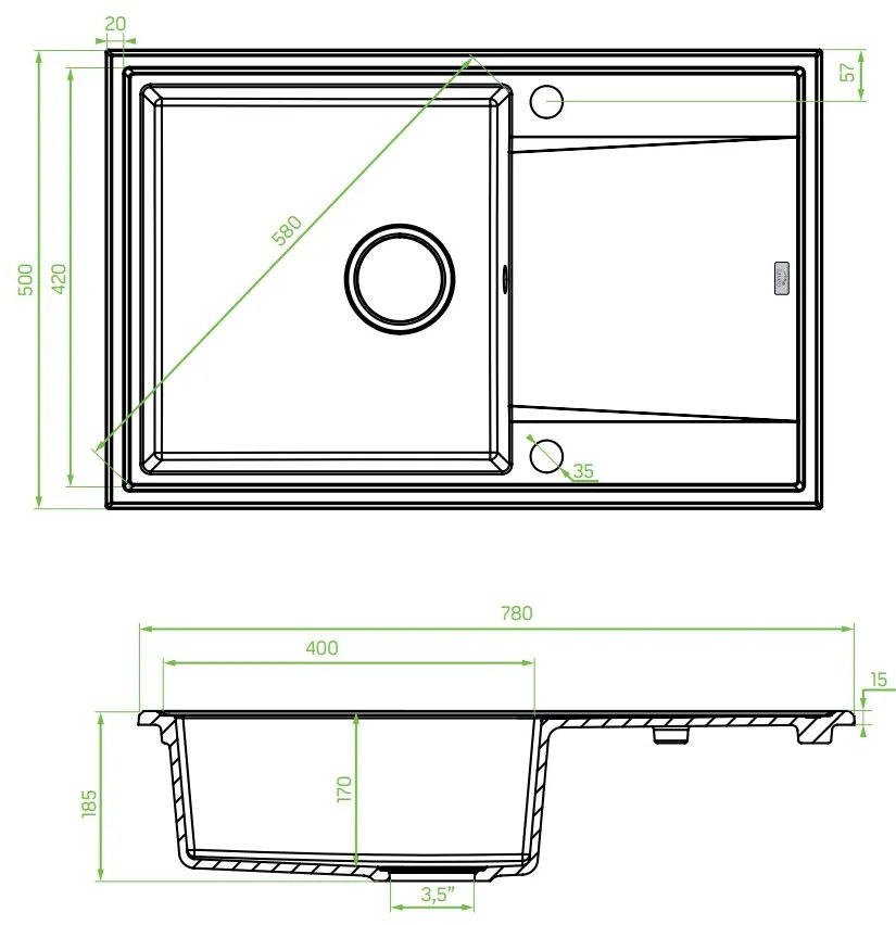 LAVEO Megalo, kuchyňský dřez 790x490x230 mm + dřezová baterie BKZ_968, šedá, LAV-SBEA511T