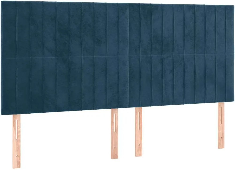 Čelo postele s LED tmavě modré 160x5x118/128 cm samet 3122720