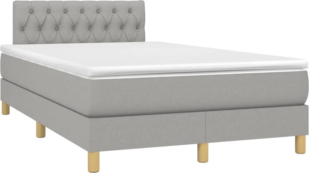 Box spring postel s matrací a LED světle šedá 120x190 cm textil 3270109