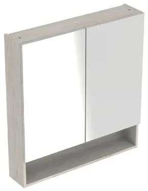 Geberit Selnova Square - Zrcadlová skříňka 850x588x175 mm, 2 dvířka, světlý ořech hickory 501.267.00.1