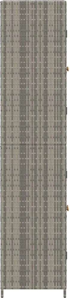 Zahradní úložná skříň šedá 59 x 40 x 180 cm polyratan 319873