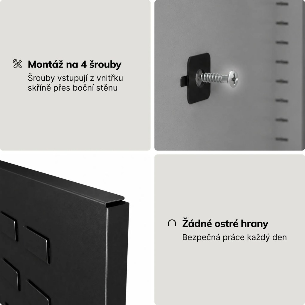 Perforovaná deska na nádoby boční černá, 334x684x18 mm: příslušenství k MEGAN