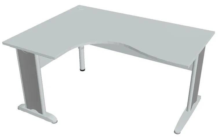 Stůl ergo vlna pravý 160×120/80 cm - Hobis Cross CE 2005 P Dekor stolové desky: šedá, Dekor lamino podnože: šedá, Barva nohou: Stříbrná