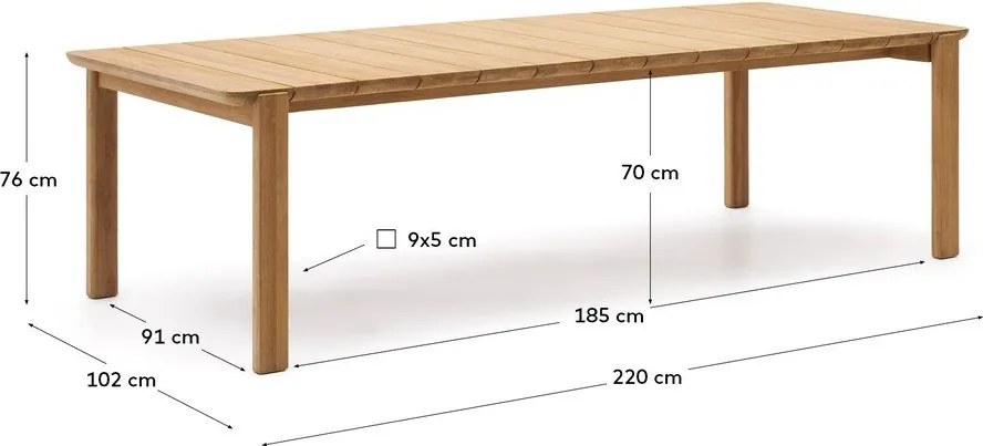 Zahradní jídelní stůl z teakového dřeva 102x220 cm Icaro – Kave Home