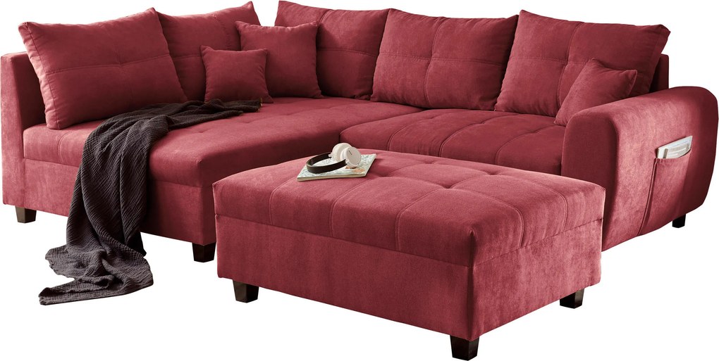XXXLutz ROHOVÁ SEDAČKA, textil, kompozitní dřevo, bobulová MID.YOU - Sedací soupravy - 002220035704