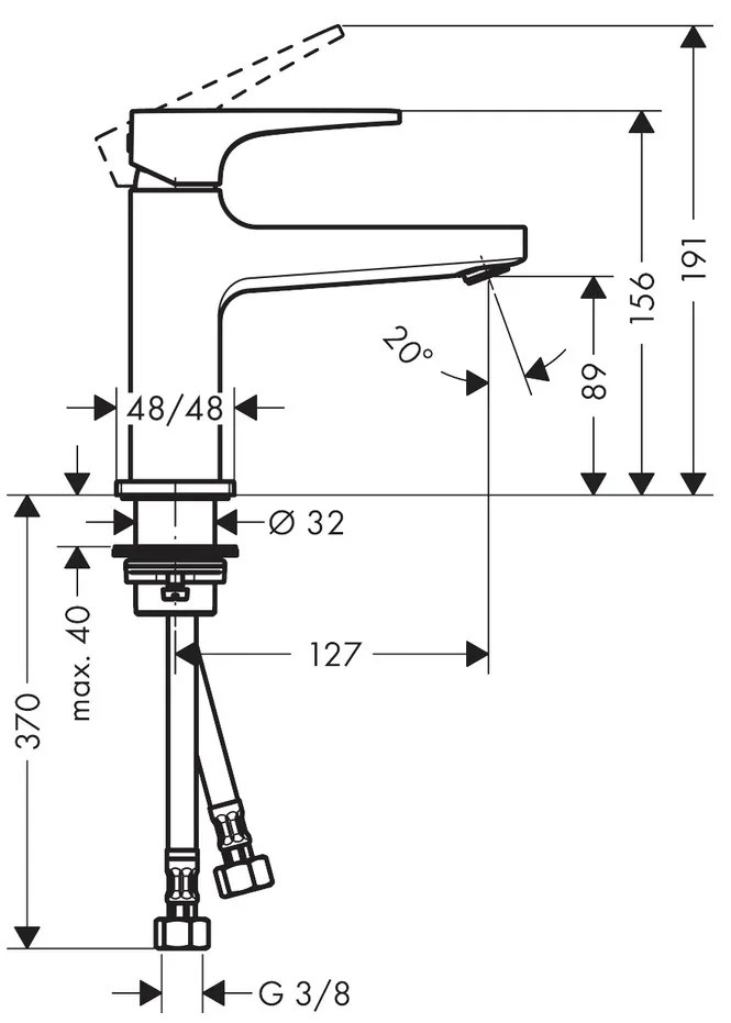 Hansgrohe Metropol - Páková baterie 100 pro umývátka s odtokovou soupravou Push-Open, kartáčovaný bronz 32500140