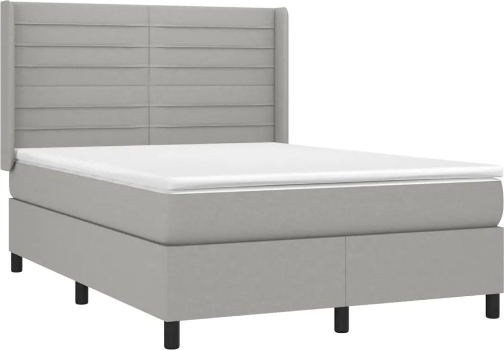 Box spring postel s matrací a LED světle šedá 140x200 cm textil 3138397