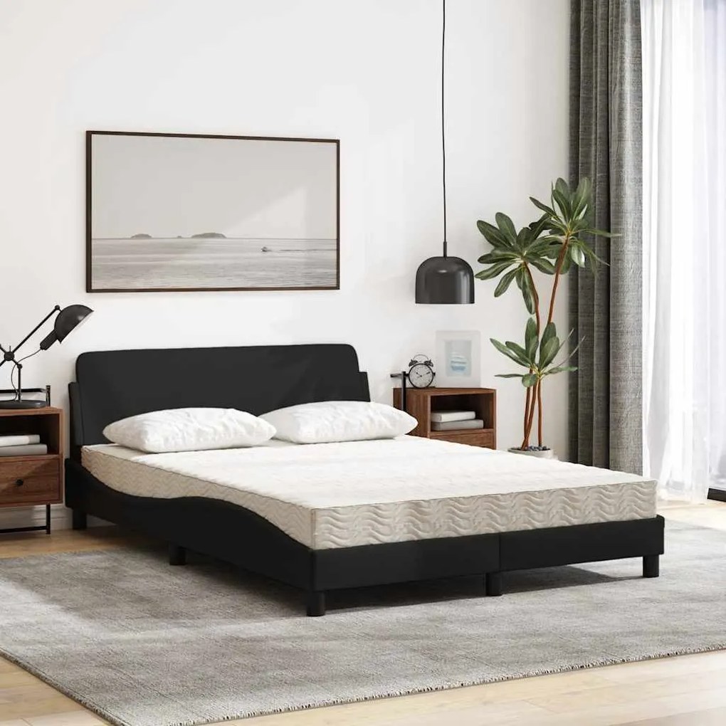 Postel s matrací Dover černá 140 x 190 cm textil 3208386