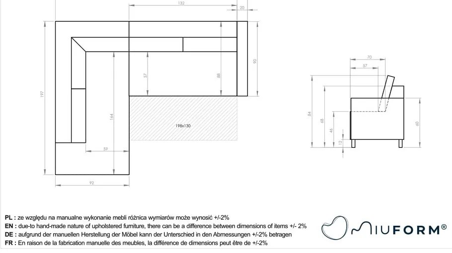 Oranžovohnědá manšestrová rozkládací rohová pohovka (levý roh) Lofty Lilly – Miuform