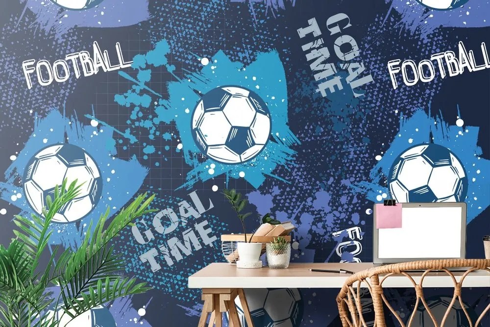 Samolepící tapeta fotbalový míč v modrém - 150x100 cm