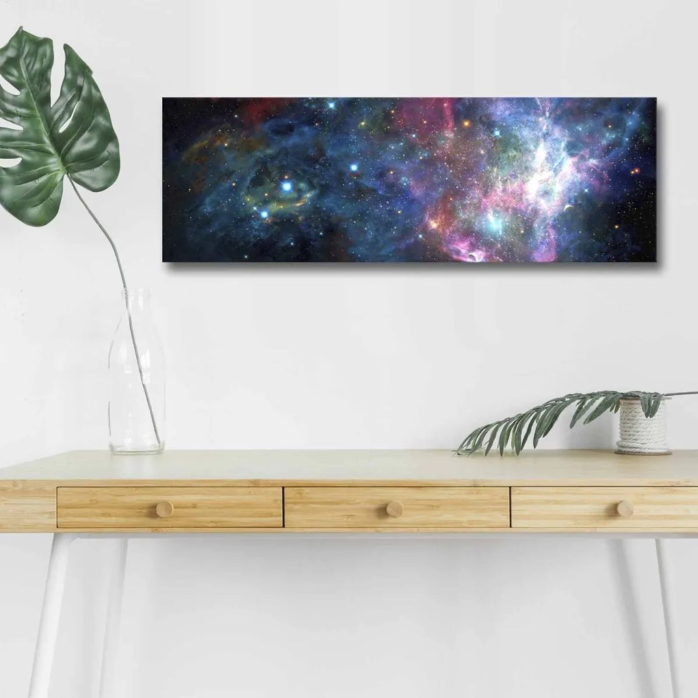 Obraz s LED osvětlením NOČNÍ GALAXIE 30 x 90 cm